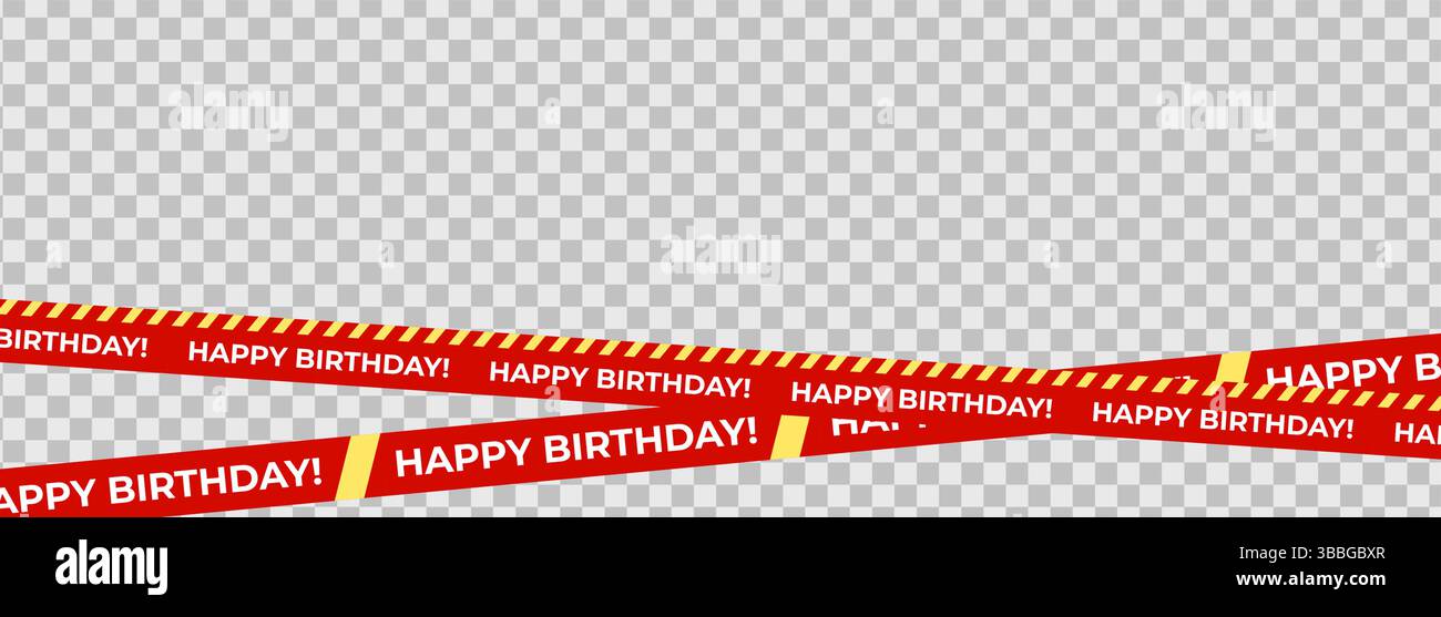 Birthday tape with red diagonal ribbons, bold Happy Birthday text ...