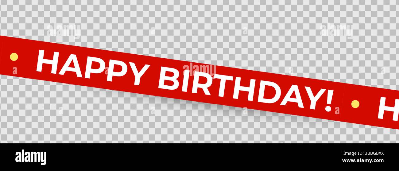 Happy Birthday Red Tape Vector. Diagonal Banner Ribbon with Text ...
