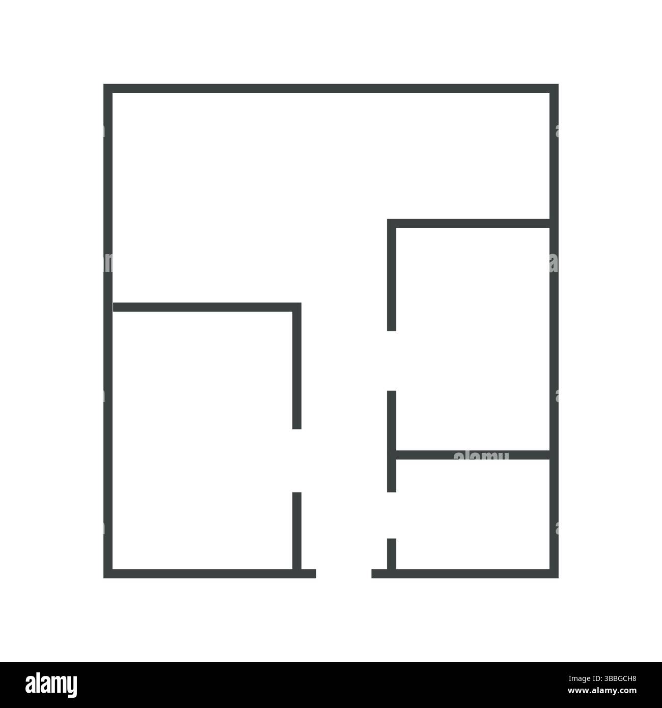Floorplan simple icon room flat apartment line drawing, floor plan ...