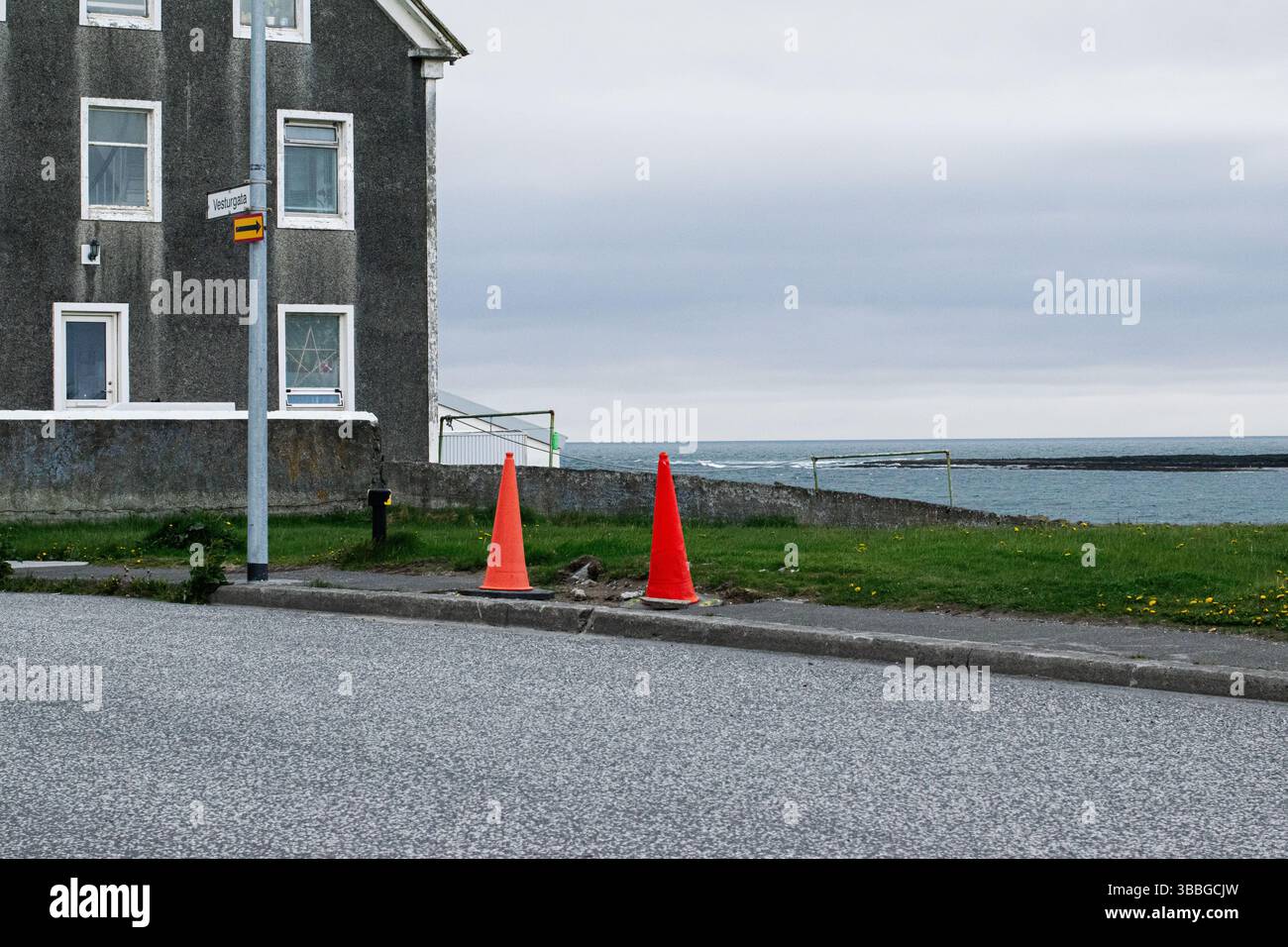 Akranes, Iceland - May 15, 2025: Urban coastal scene in Akranes ...