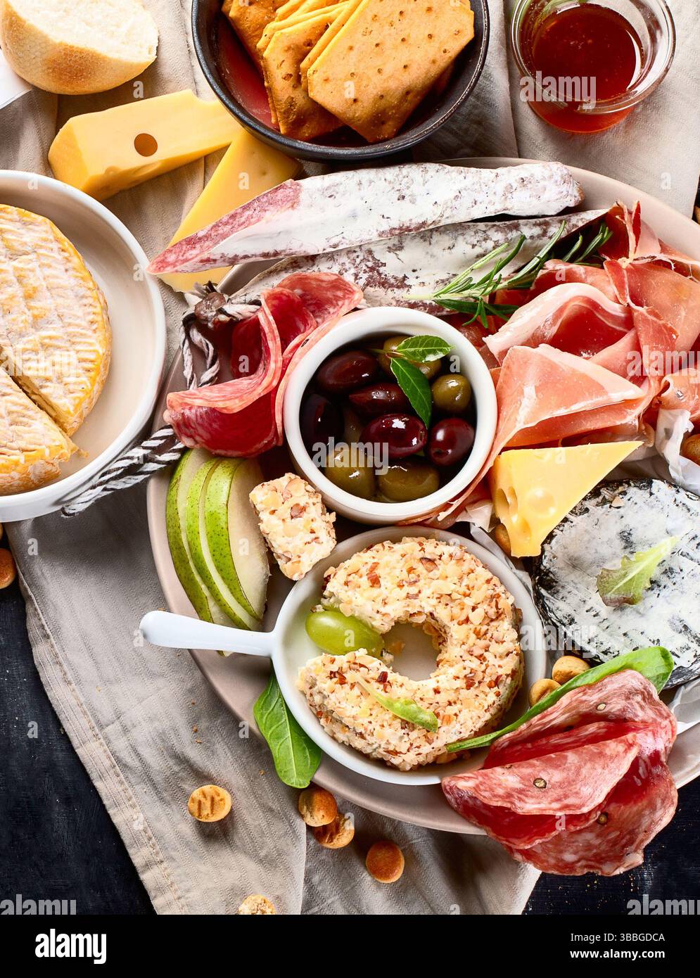 Appetizers. Italian food ingredients. Antipasto. Top view Stock Photo ...