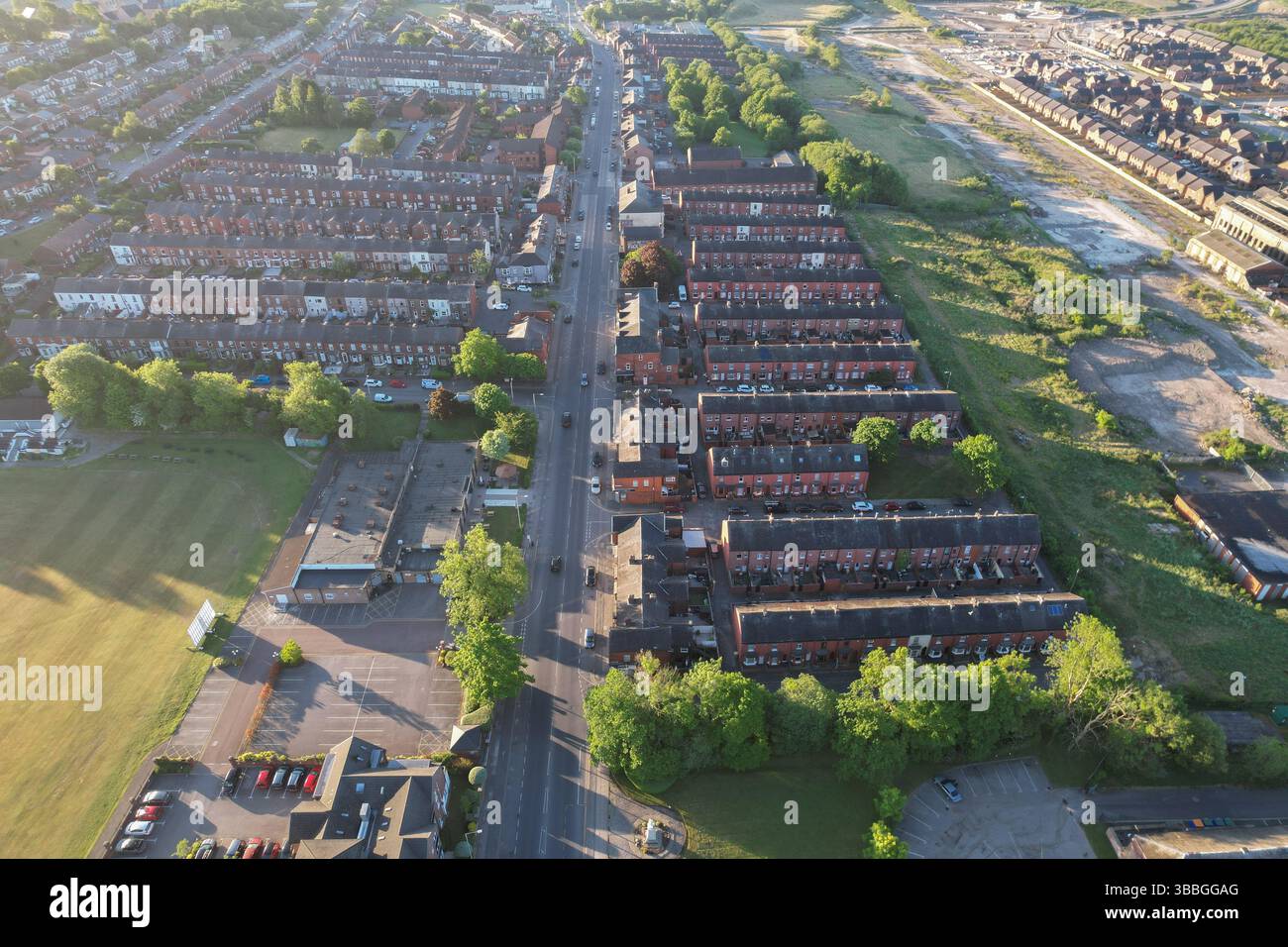 Aerial top down view of houses in England - with typical British houses ...