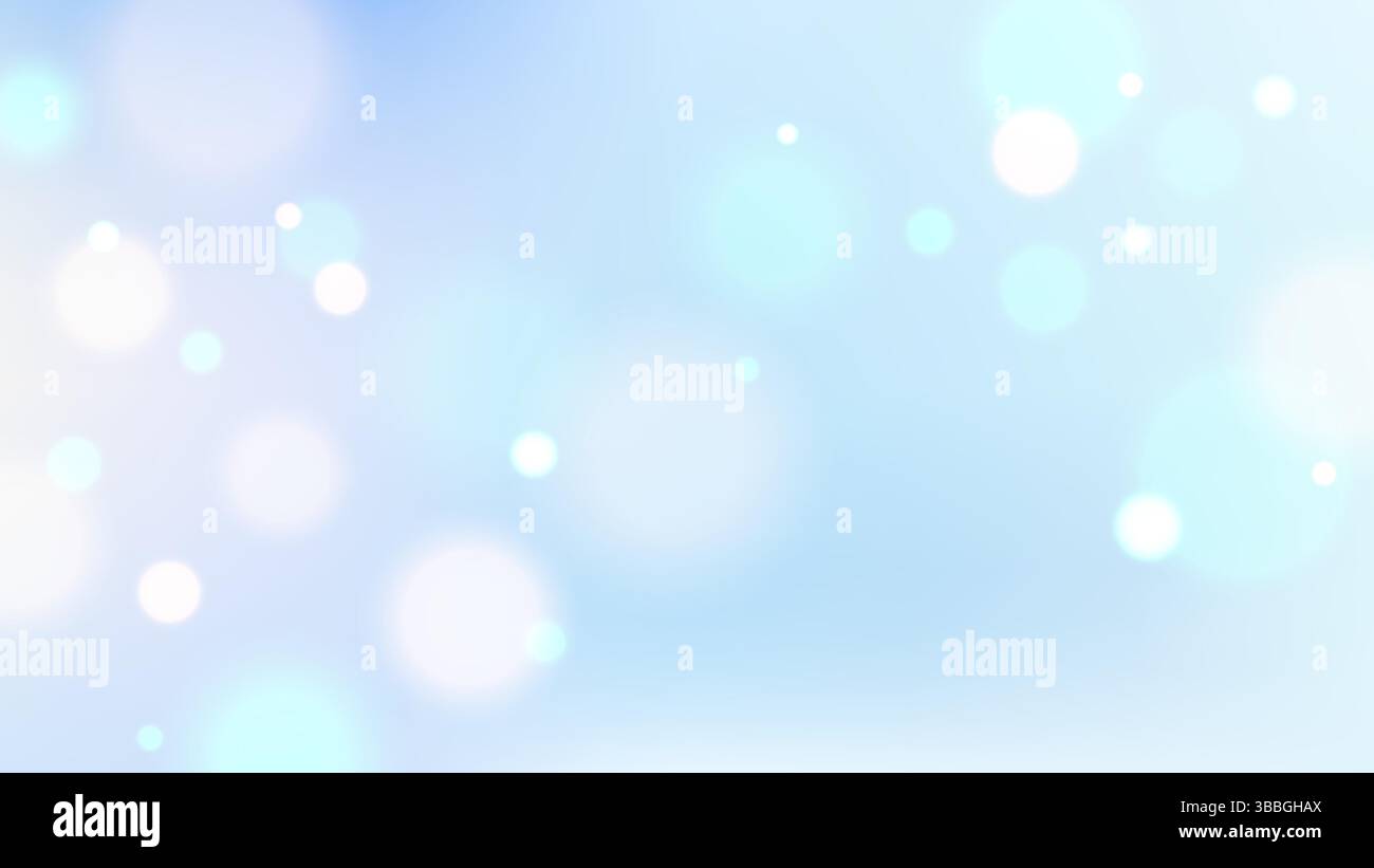 Soft dreamy bokeh background in light blue and white with blurred circles creating an ethereal ...