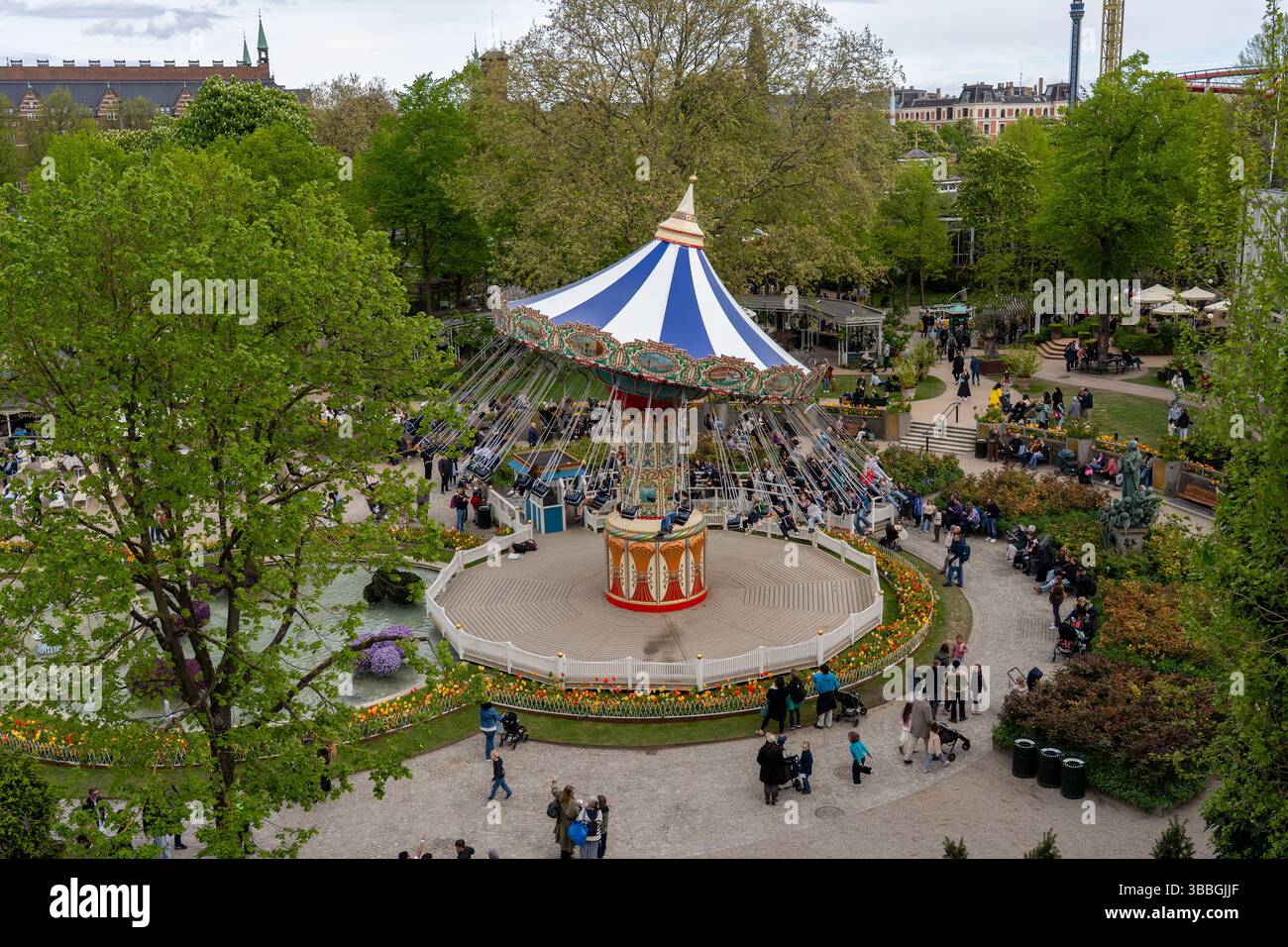Swing Carousel in Tivoli Gardens in Copenhagen Stock Photo - Alamy