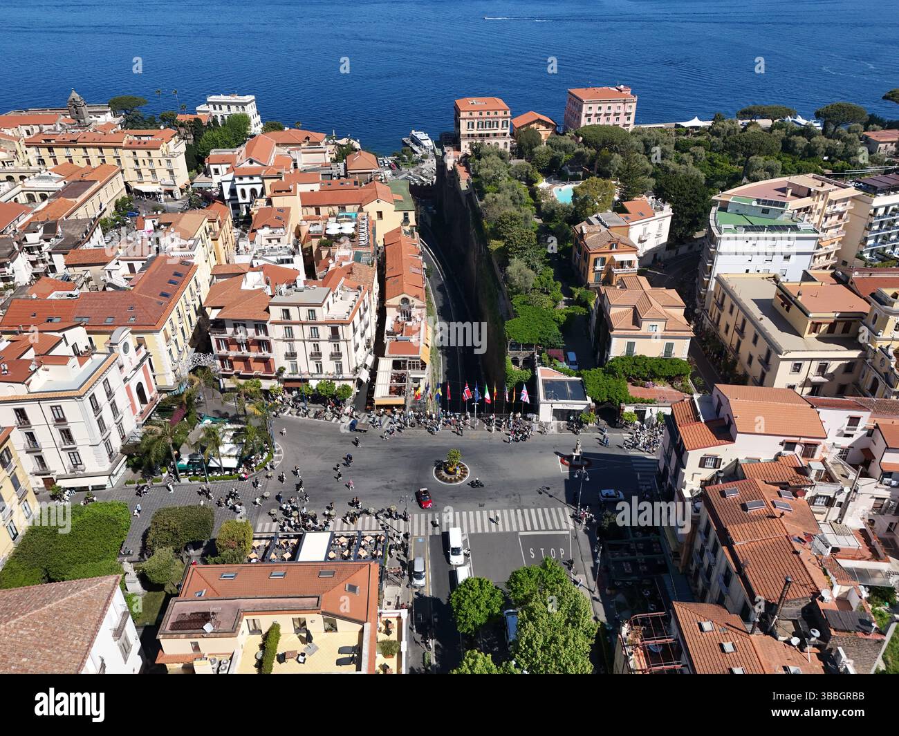 aerial view of Piazza Tasso this is the central public square of ...