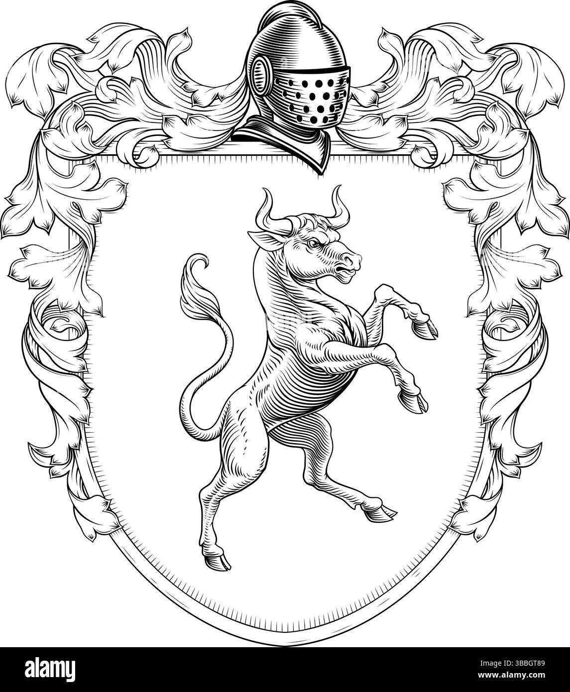 Bull Heraldry Coat of Arms Heraldic Animal Shield Stock Vector Image ...
