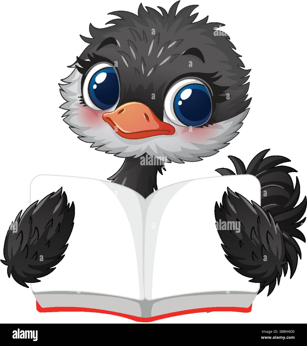 Adorable ostrich enjoying a book with curiosity Stock Vector Image ...