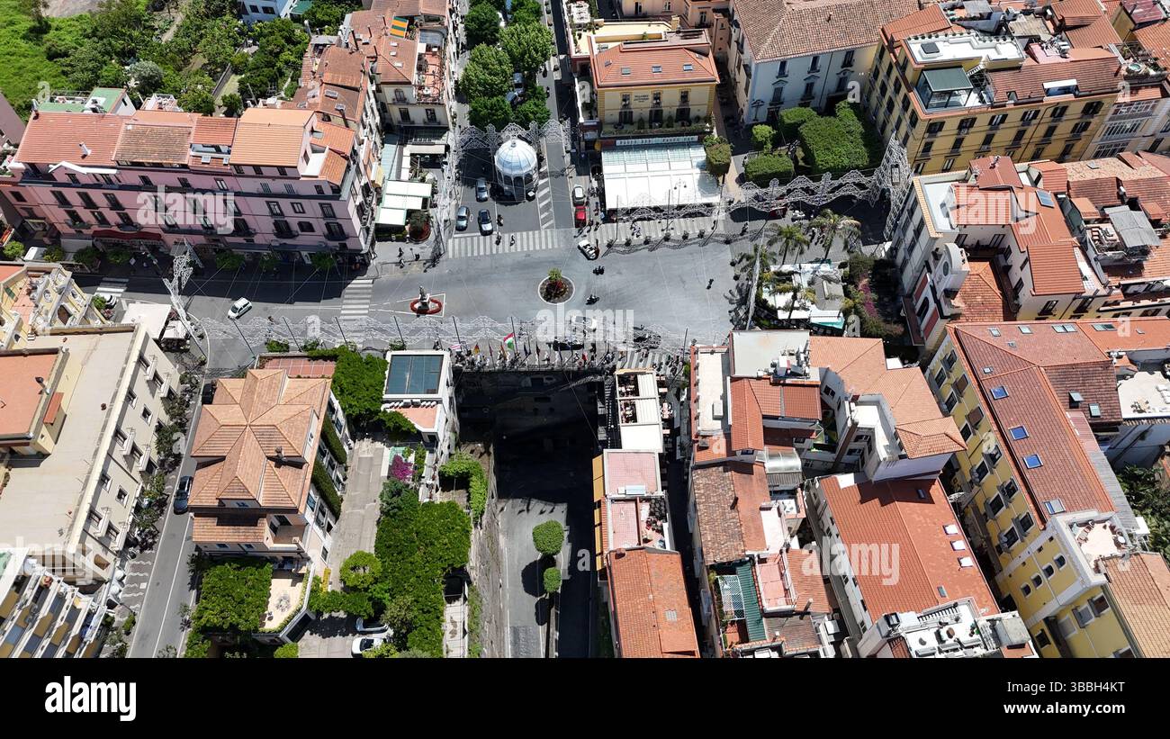 aerial view of Piazza Tasso this is the central public square of ...