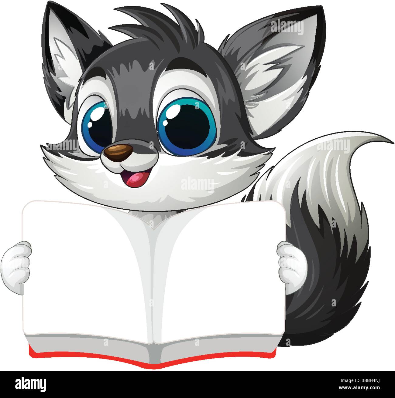 Adorable fox character holding an open book Stock Vector Image & Art ...
