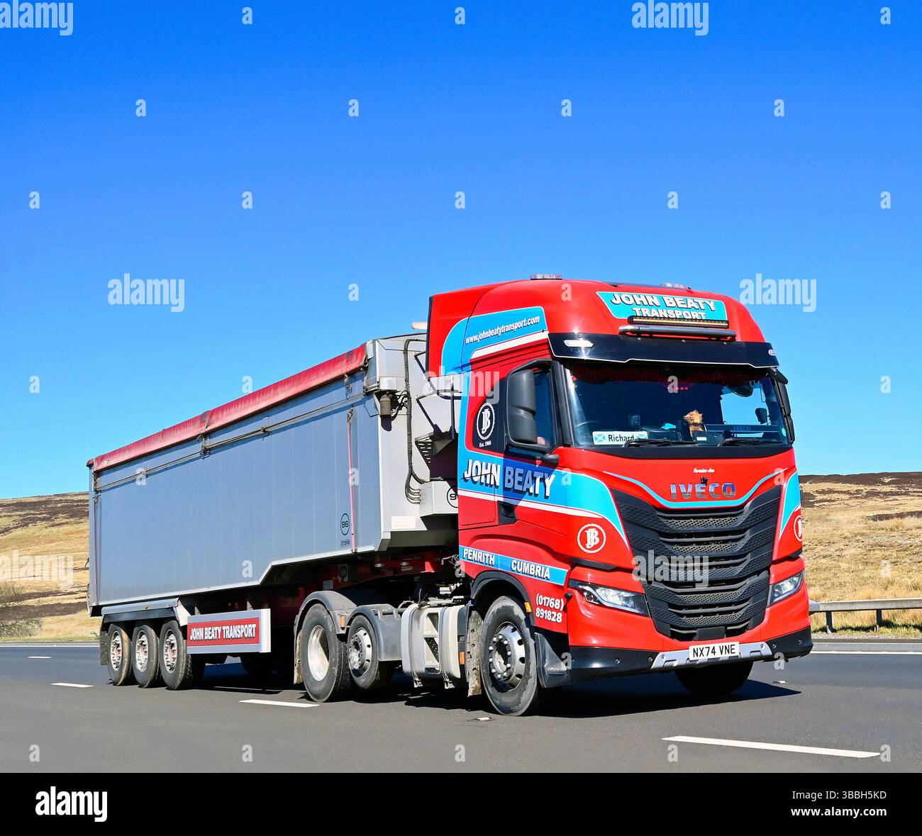 John Beaty Transport HGV travelling at speed on the M6 Motorway ...