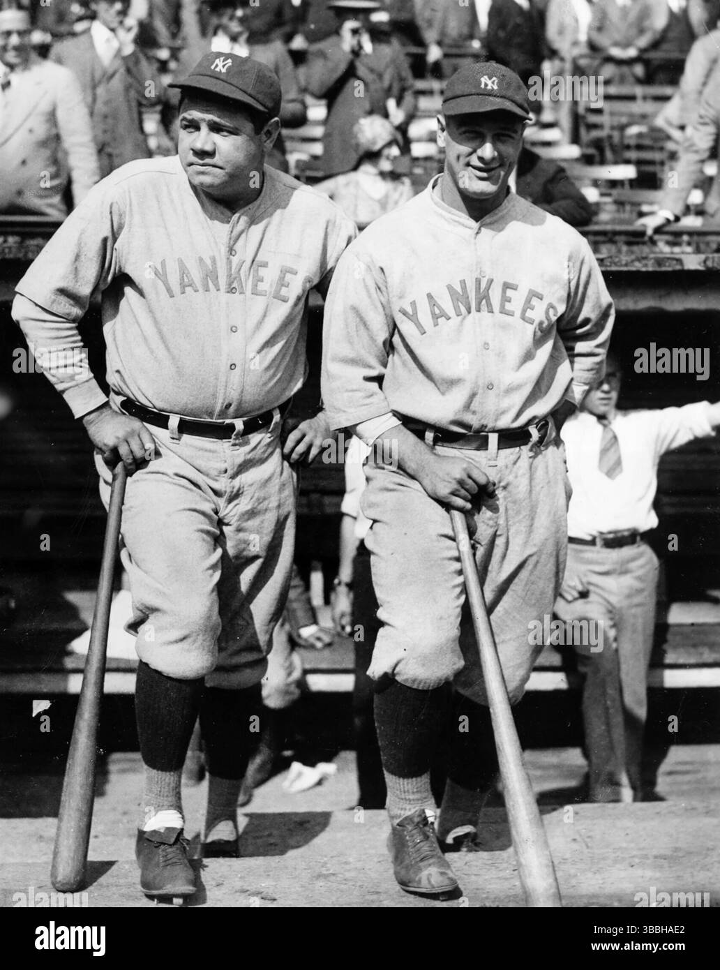 Babe Ruth & Lou Gehrig in Yankees uniforms, 1927 Stock Photo - Alamy