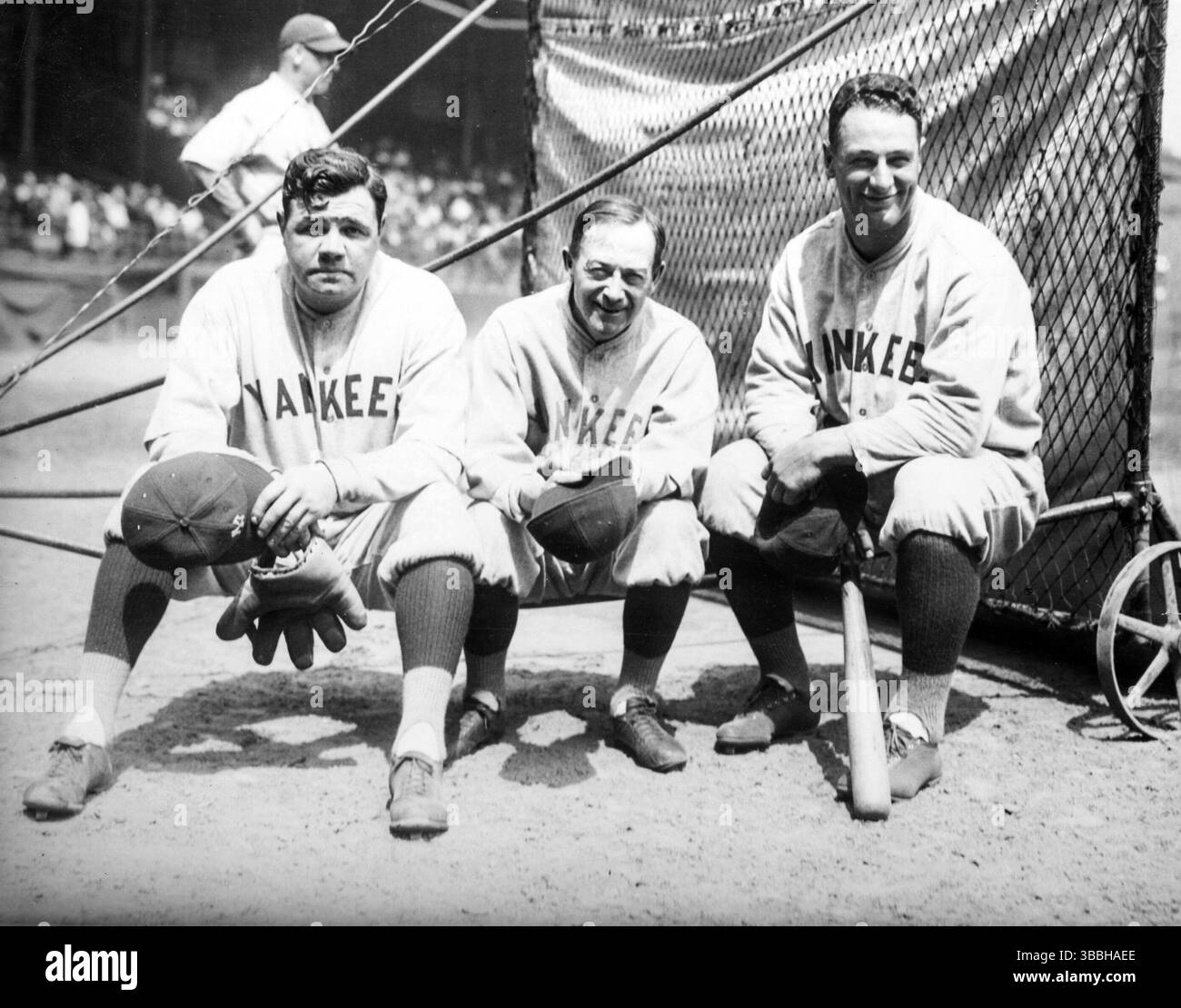 Babe Ruth, Miller Huggins & Lou Gehrig in 1927. Photo by Louis Van ...