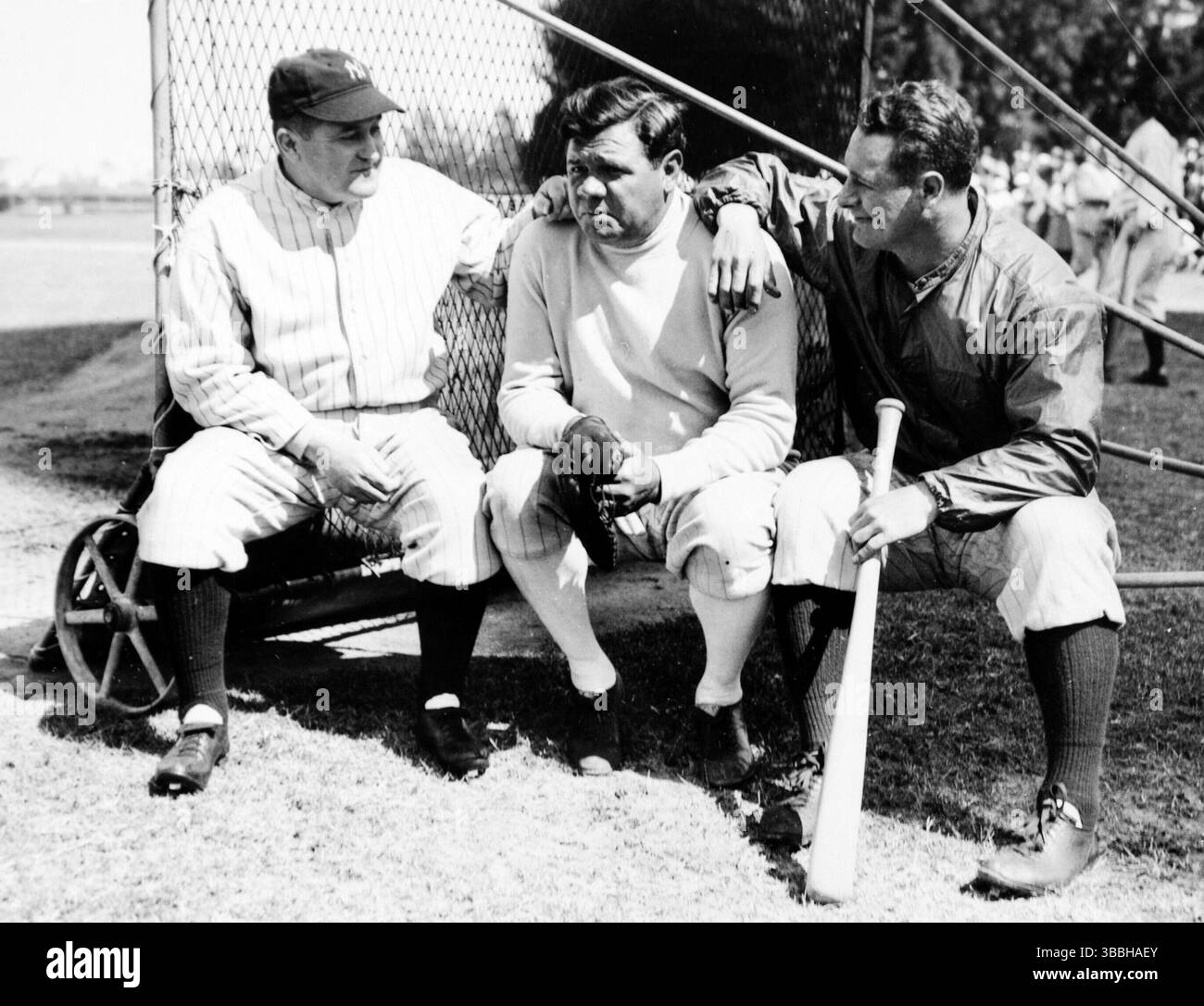 Joe McCarthy, a sad Babe Ruth and Lou Gehrig 1934 Stock Photo - Alamy