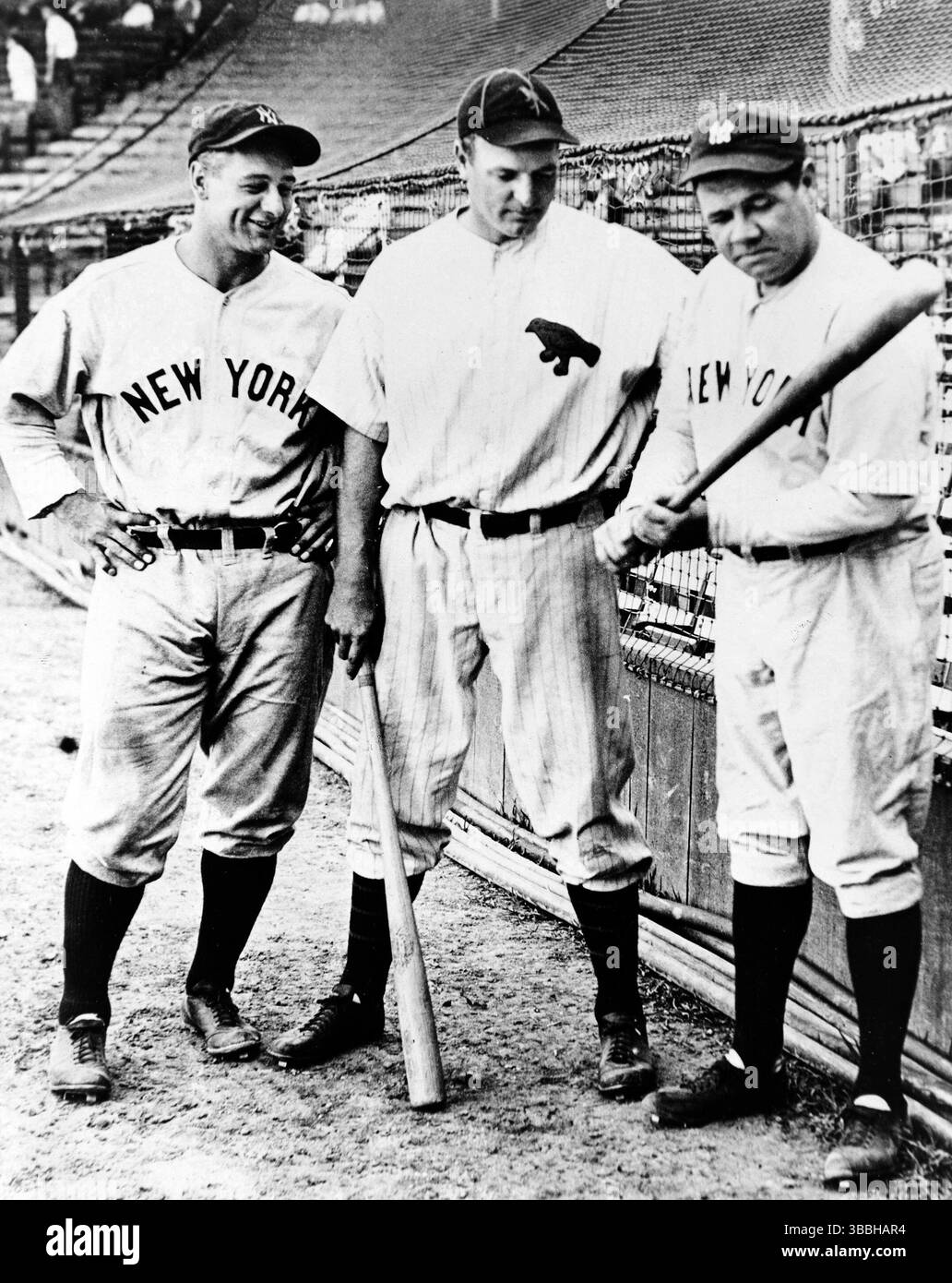 Baseball legends – Lou Gehrig, Buzz Arlett and Babe Ruth 1932 Stock ...