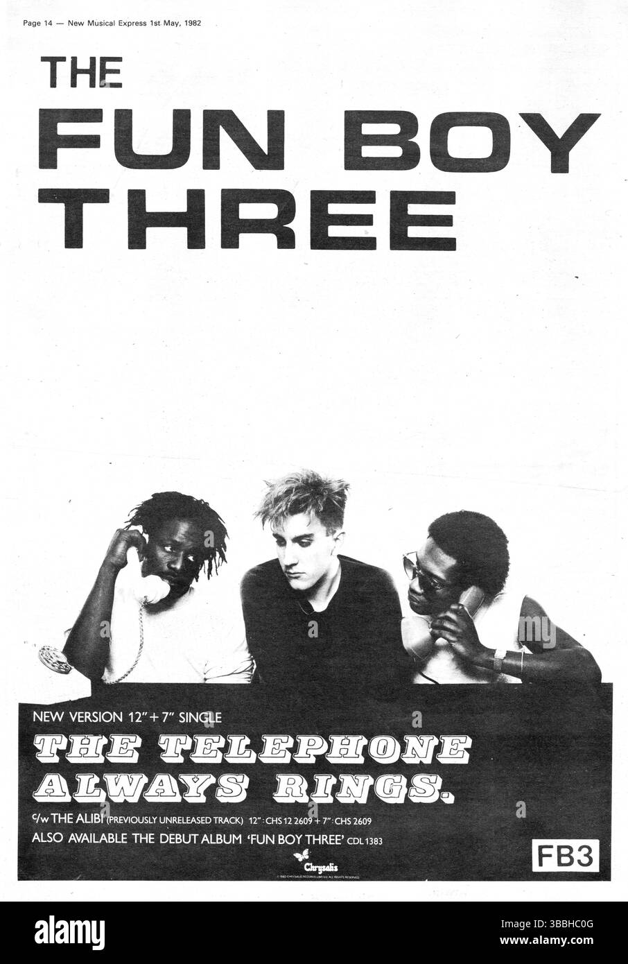 Fun Boy Three May 1982 full page advert for single The Telephone Always ...