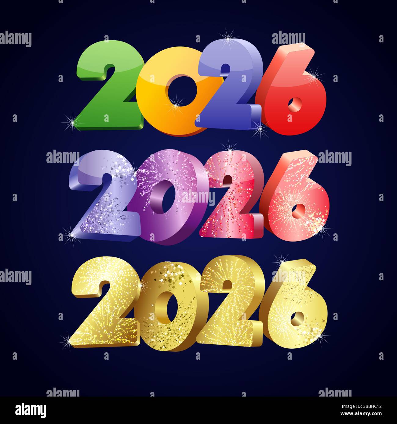 Set of creative icons for New Year 2026 celebrating. Collection of web ...