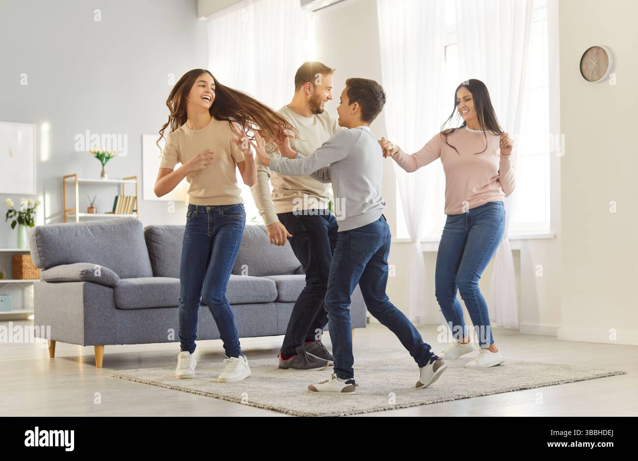 Happy family with children sharing moments of joy and laughter while ...
