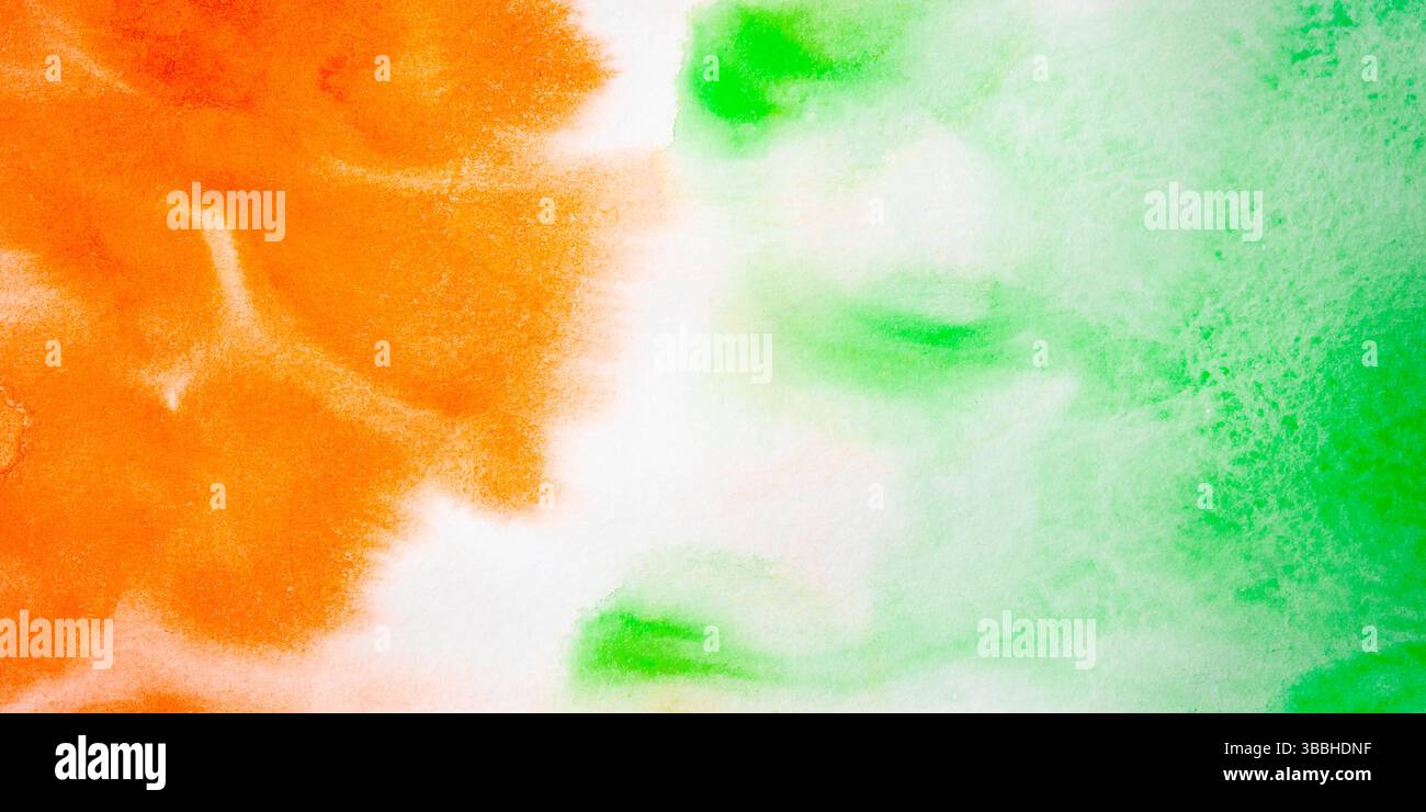 Watercolor background in the colors of the Indian flag for independence ...
