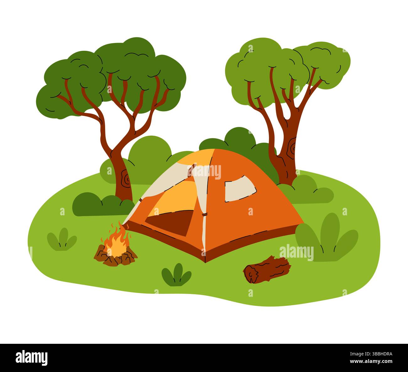 Tent and campfire at campsite Stock Vector Image & Art - Alamy