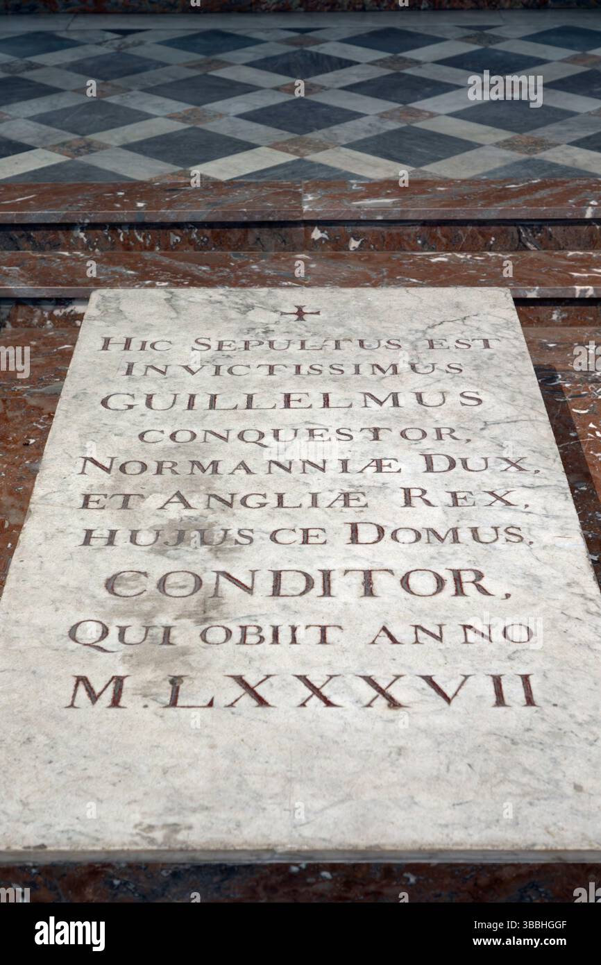 William the Conqueror's tomb inside the Abbaye aux Hommes Romanesque ...