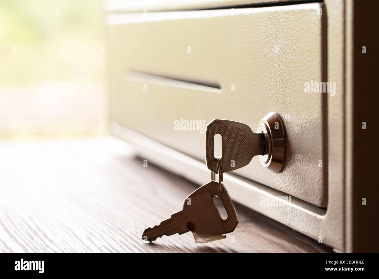 Cash drawer keys on table, cash drawer for storing money Stock Photo ...