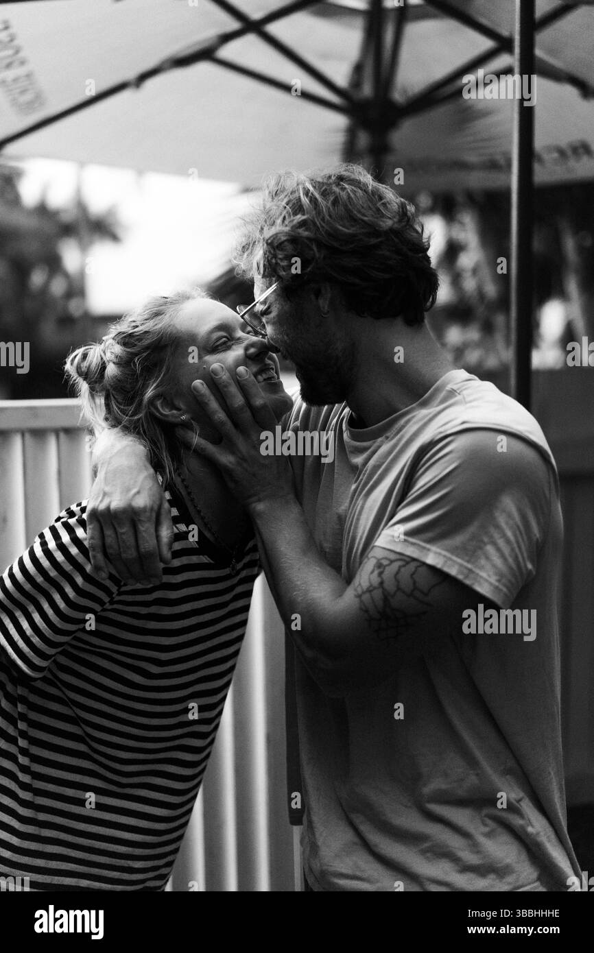 Happy woman table Black and White Stock Photos & Images - Alamy