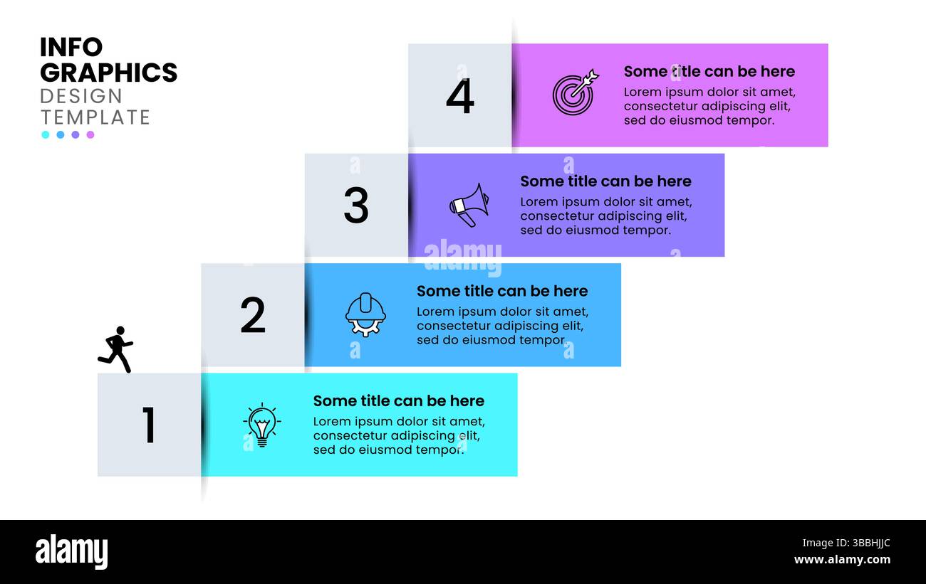 Infographic template with icons and 4 options or steps. Staircase. Can ...