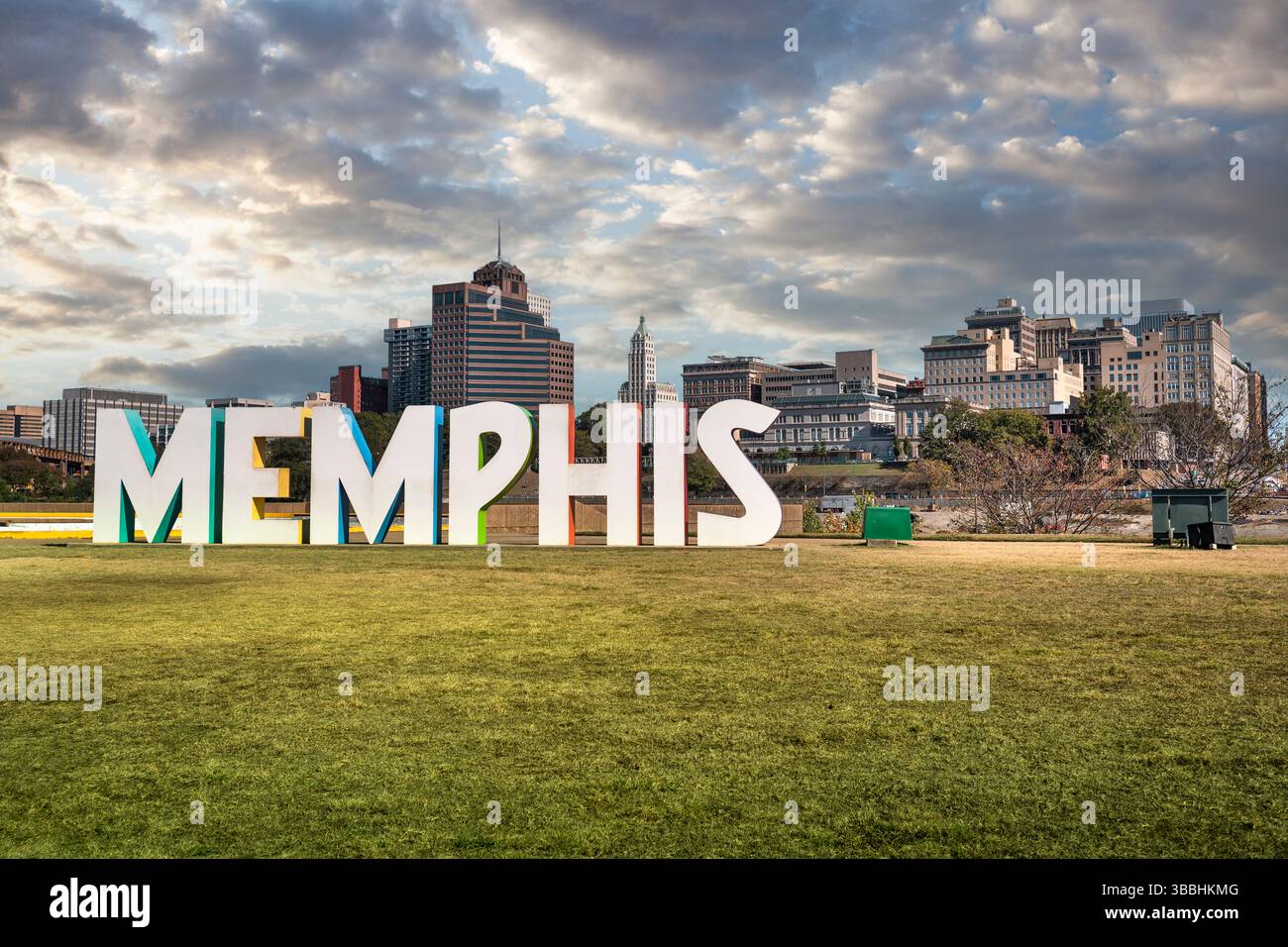 Memphis Tennessee downtown city tourist sign skyline scenic view over ...