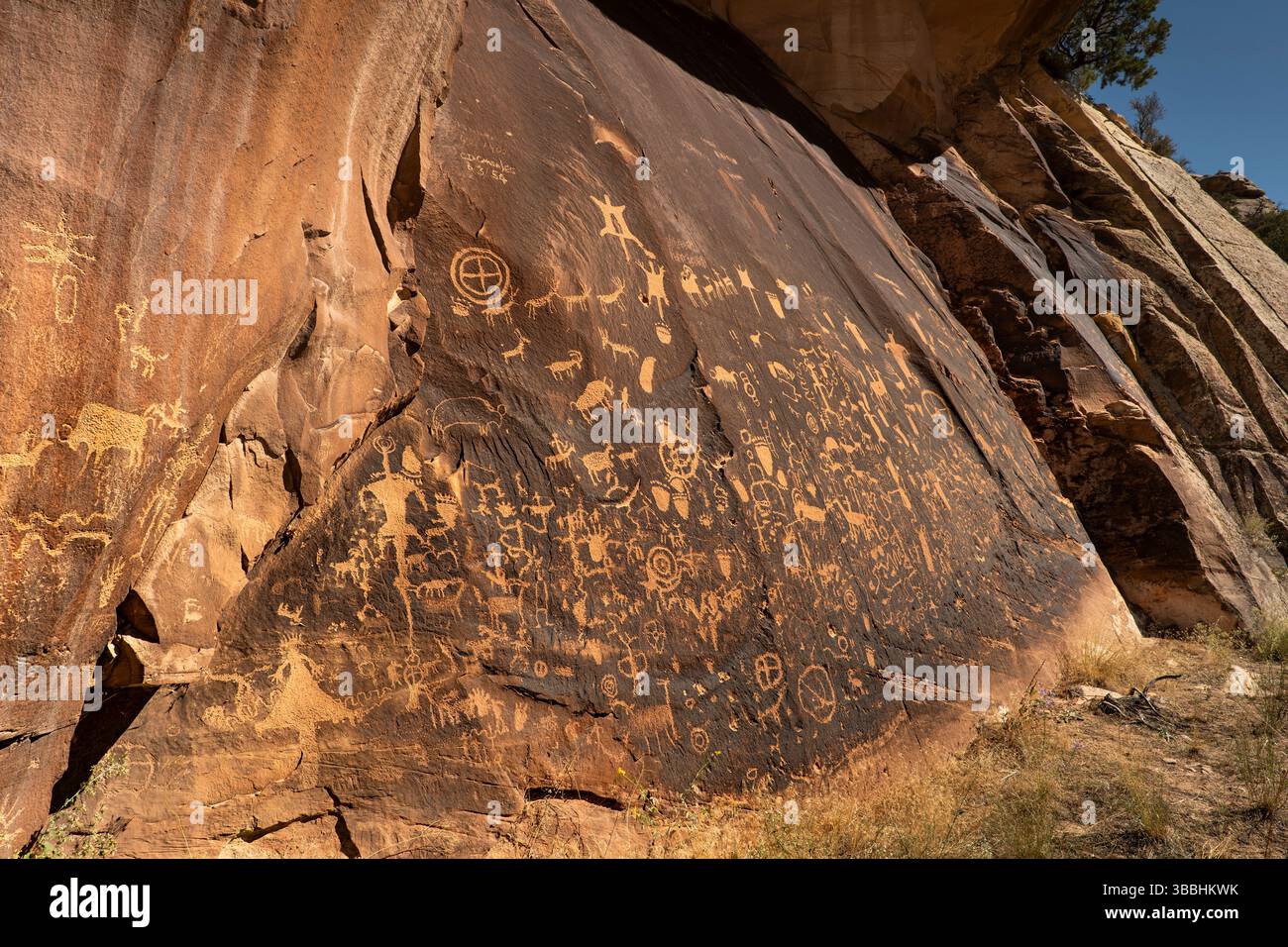 Native american petroglyphs at newspaper rock hi-res stock photography ...