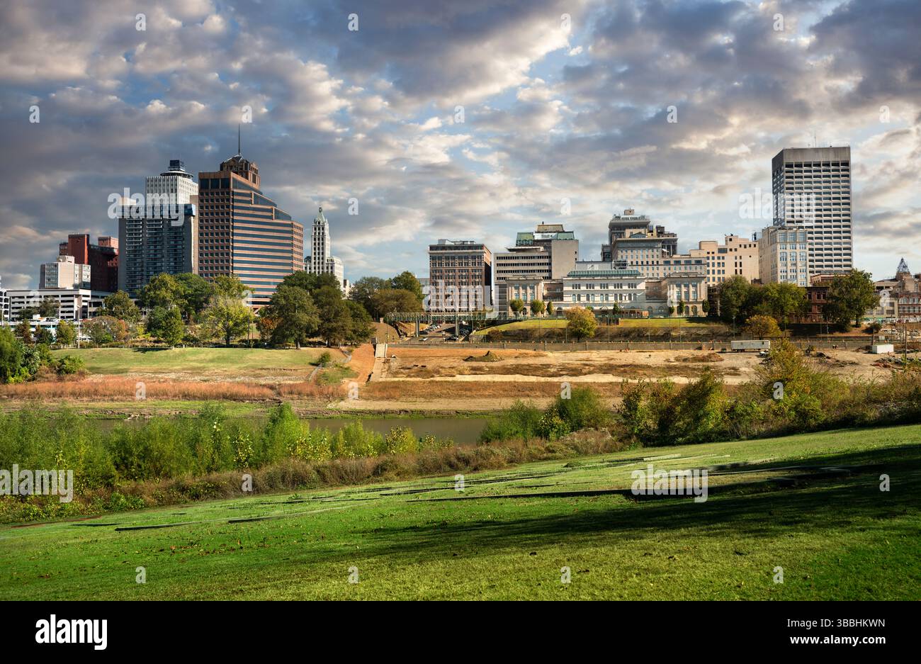 Memphis Tennessee downtown city skyline scenic view over the waters of ...