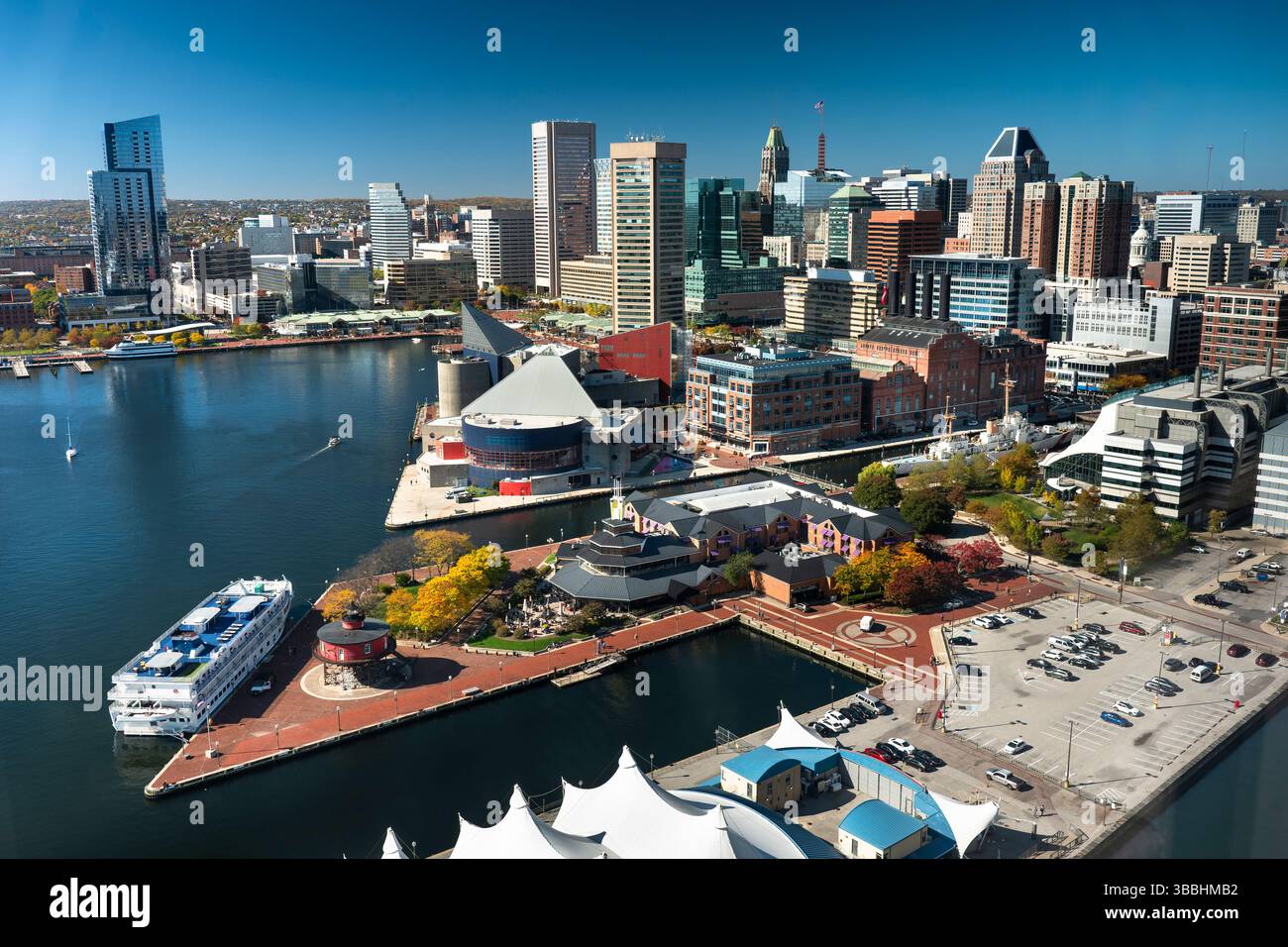 Baltimore Maryland downtown city skyline by the Patapsco River Stock ...