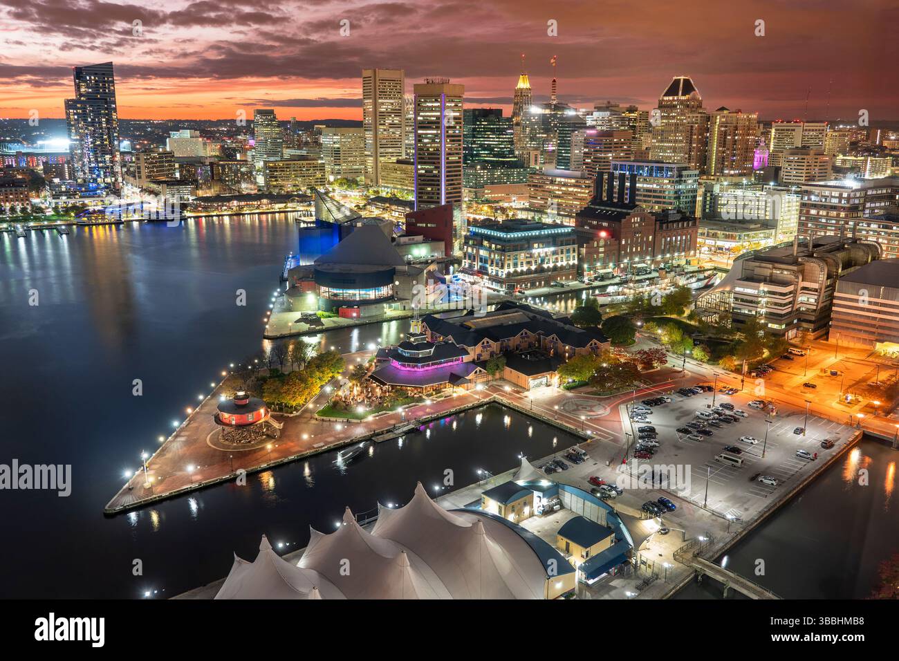 Baltimore Maryland downtown city skyline and Inner Harbour Stock Photo ...