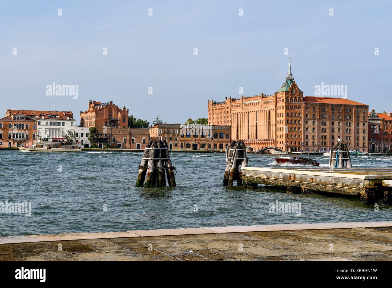 Giudecca Island with the Fortuny factory (left), and Molino Stucky ...