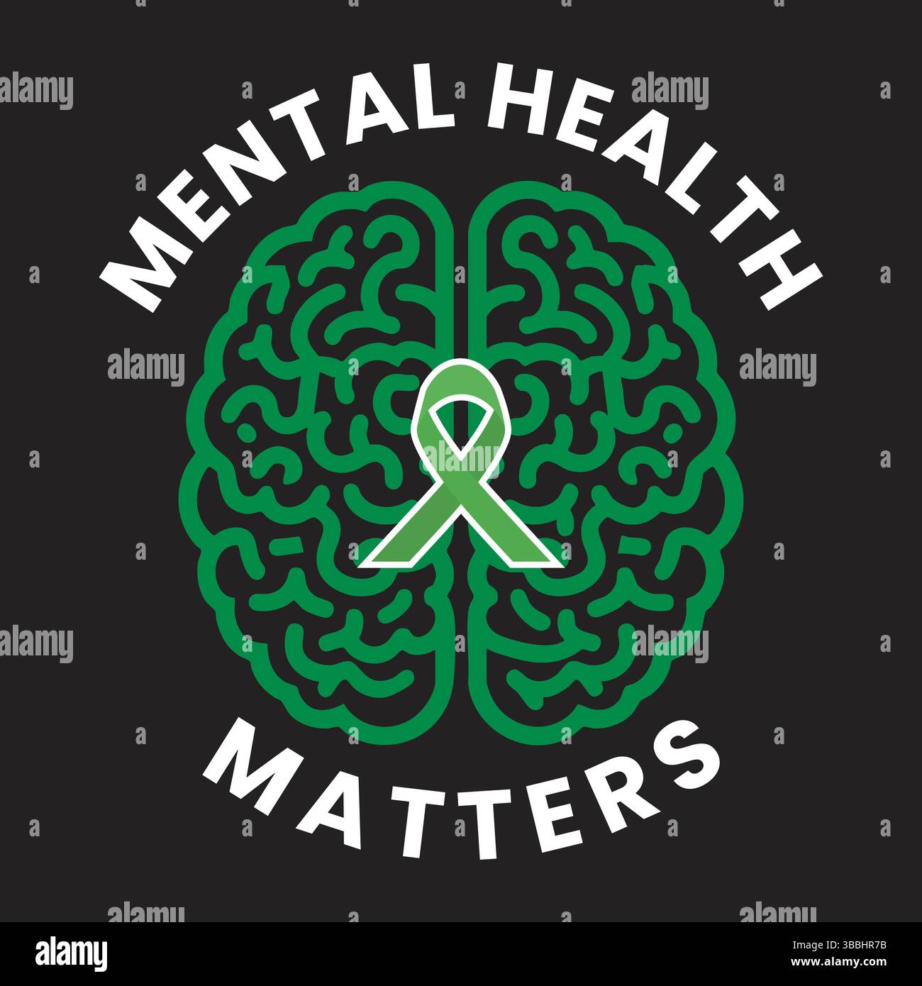 Mental health matters background with simple line drawing of a brain ...