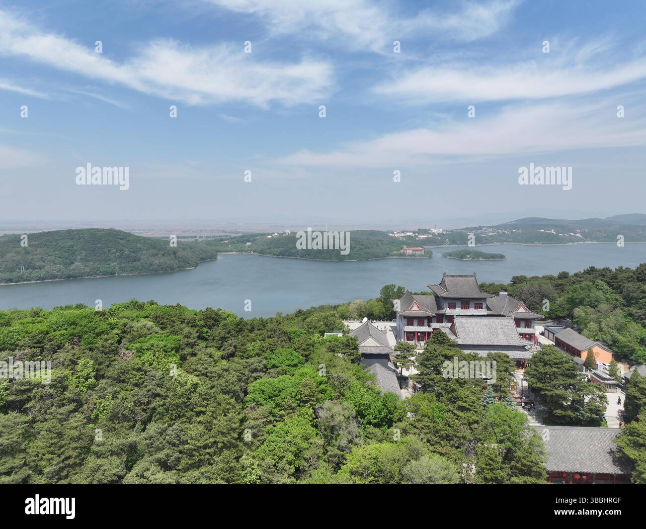 Aerial photo shows the early summer scenery of Xiangyang Temple in ...
