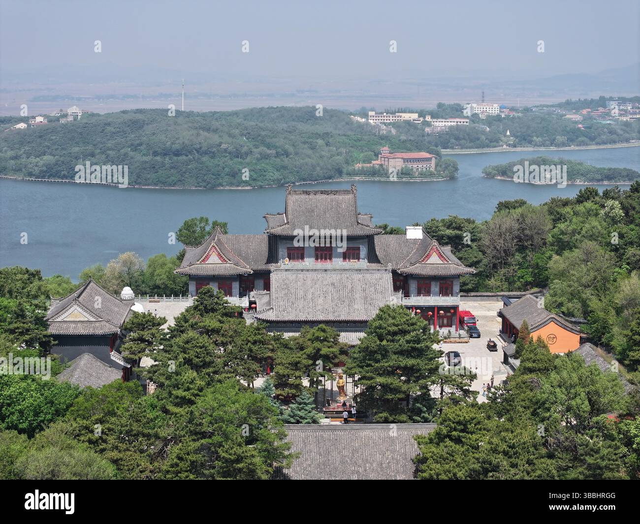 Aerial photo shows the early summer scenery of Xiangyang Temple in ...