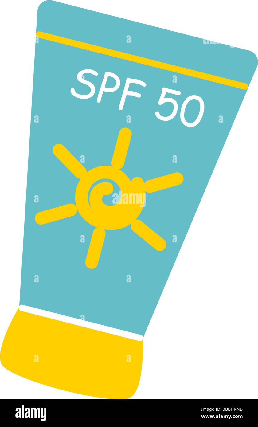 Tube of SPF cream with sun icon clip art. Sunscreen cream with high protection from rays. Skin ...