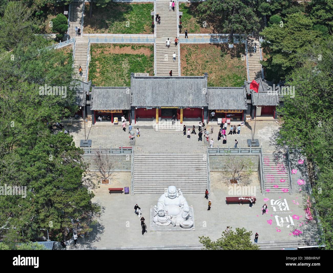 Aerial photo shows the early summer scenery of Xiangyang Temple in ...