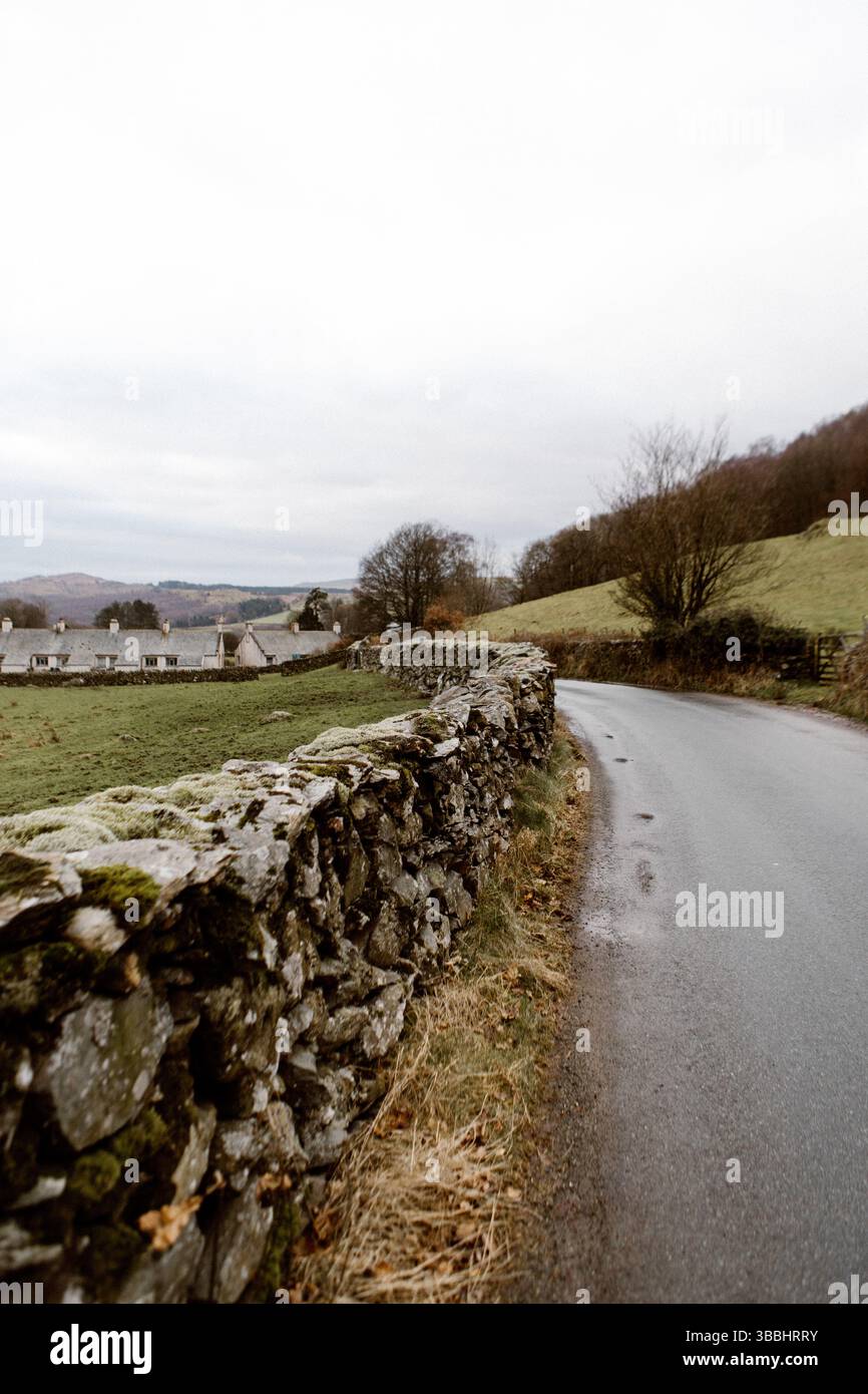 Stone-walled road in rural England, Ulpha Broughton-in-Furness Stock ...