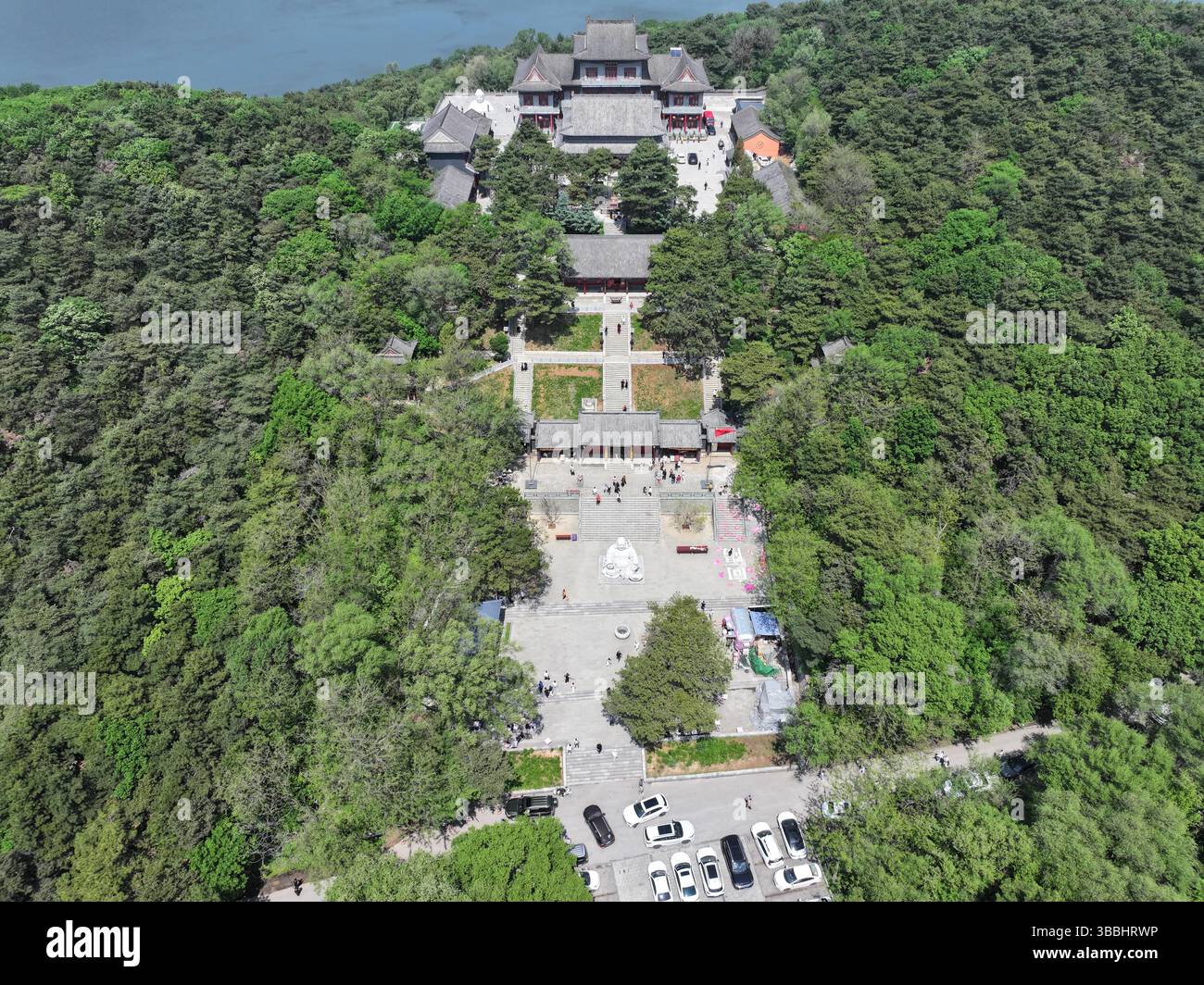 Aerial photo shows the early summer scenery of Xiangyang Temple in ...