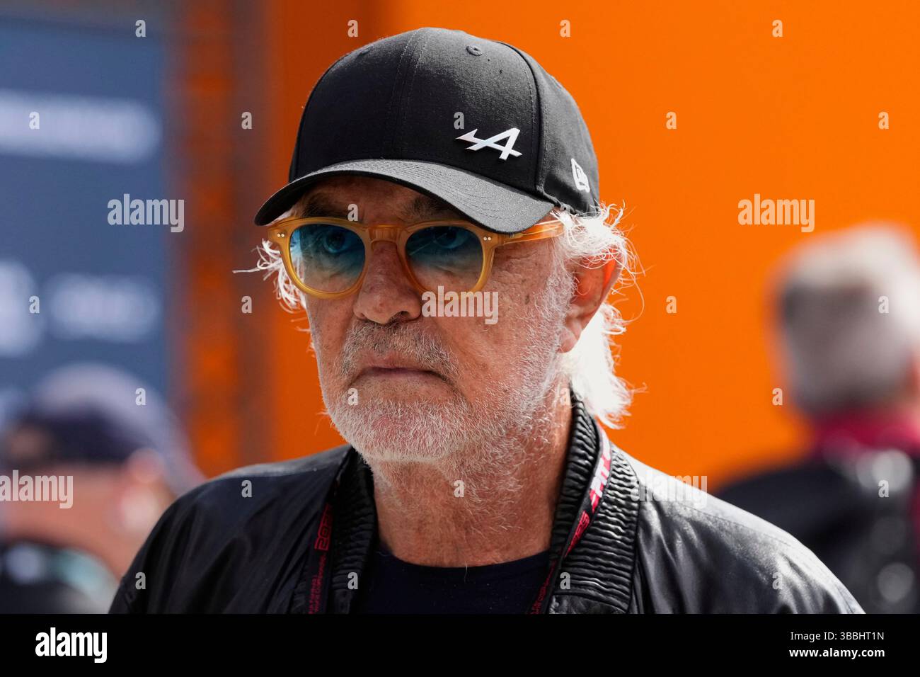 Alpine team principal Flavio Briatore arrives prior to the first free ...