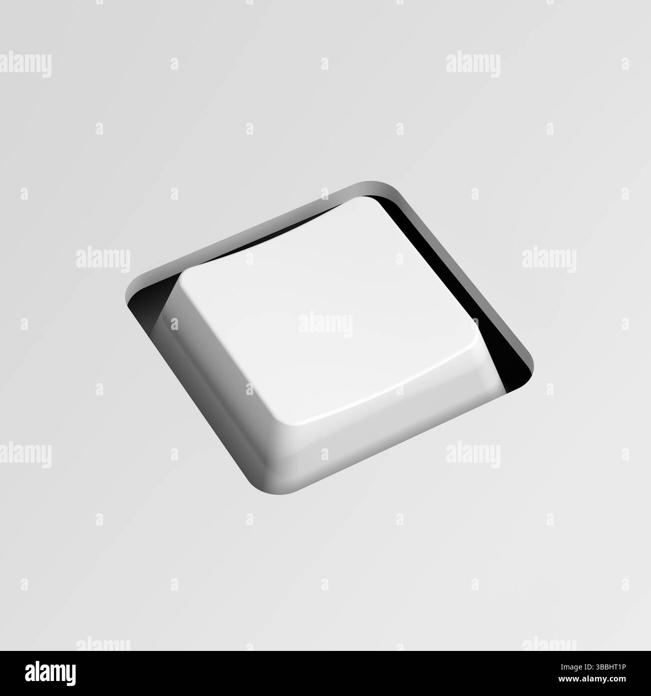 White keyboard key. Copy space. Button. Blank. Pressed. 3d illustration ...
