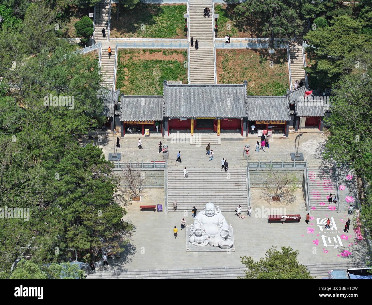 Aerial photo shows the early summer scenery of Xiangyang Temple in ...