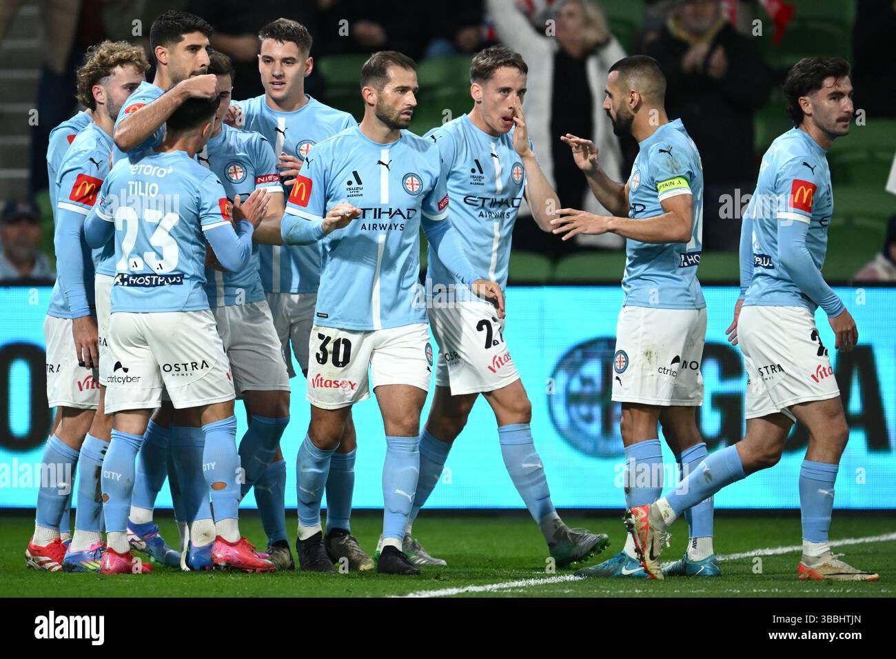 Melbourne, Australia. 16th May, 2025. Melbourne City players celebrate ...