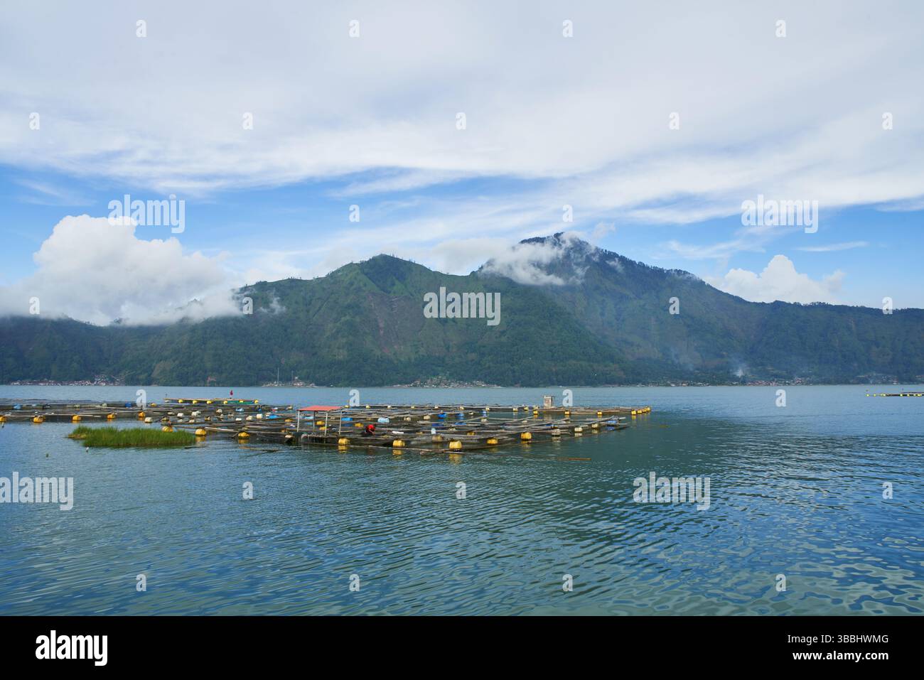 Mujaer fish cages made by fish farmers in Lake Batur, Kintamani - Bali ...