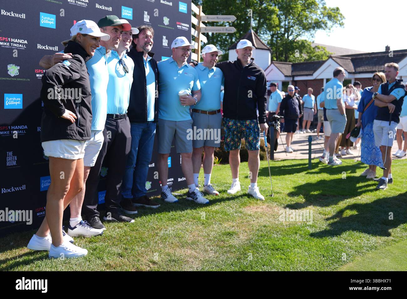 Zara Tindall (left), James Nesbitt (second from left)and Mike Tindall ...