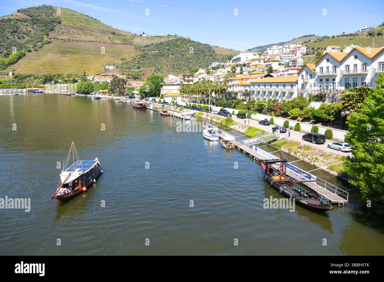 Quayside boat trips from town of Pinhao, River Douro valley, Alto Douro ...