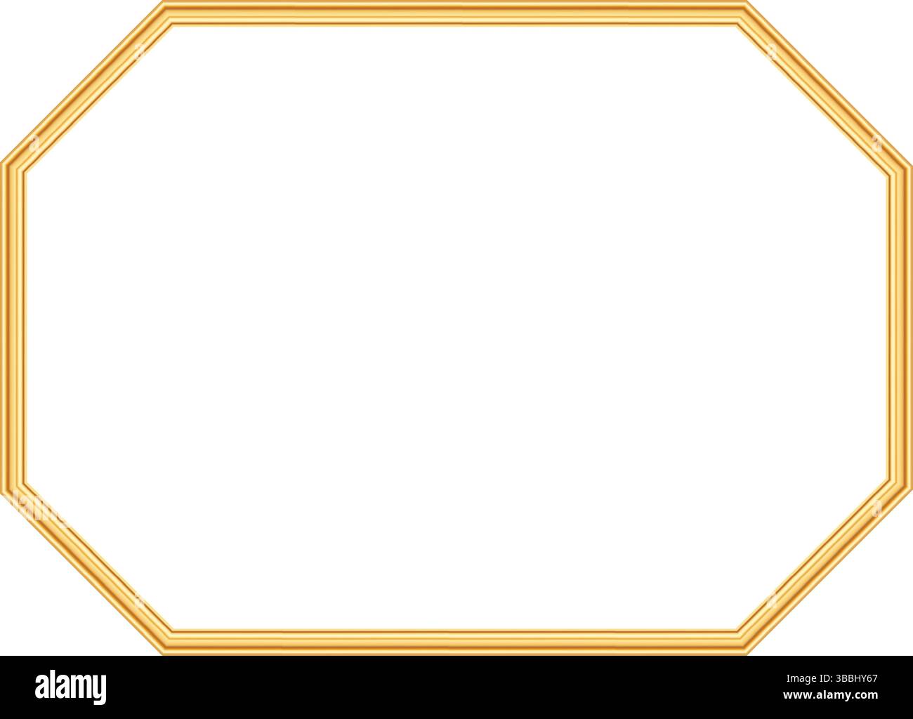 Gold shiny vintage rectangle beveled frame. Golden luxury realistic ...