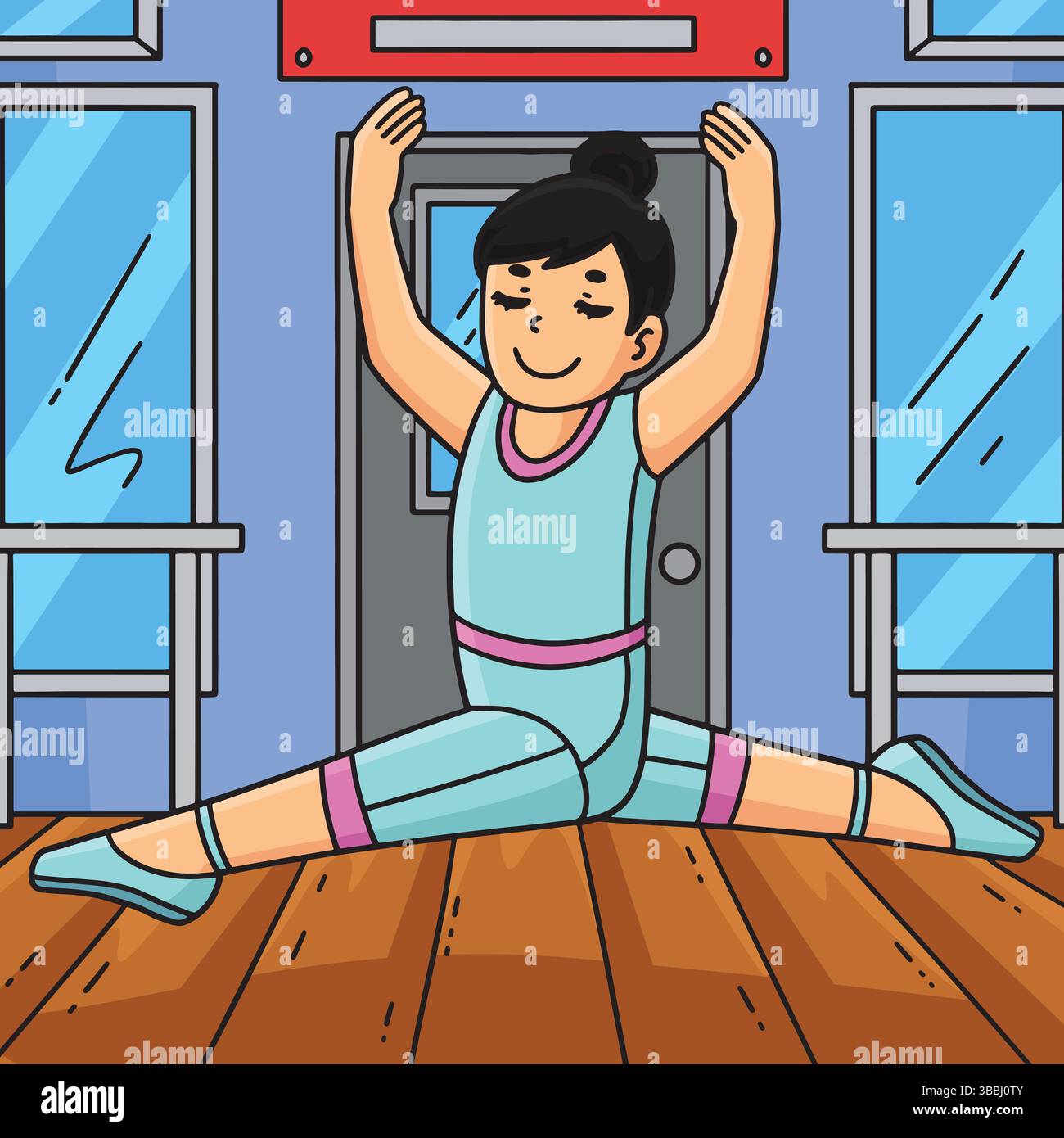 Ballerina doing a Split Colored Cartoon Stock Vector Image & Art - Alamy