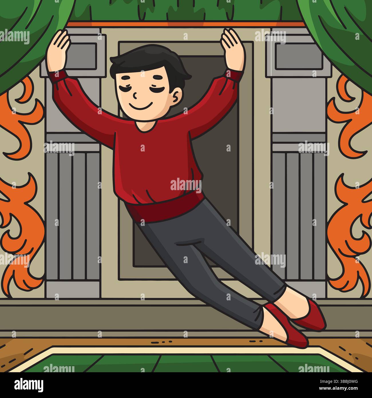 Ballet Danseur making Leap Colored Cartoon Stock Vector Image & Art - Alamy